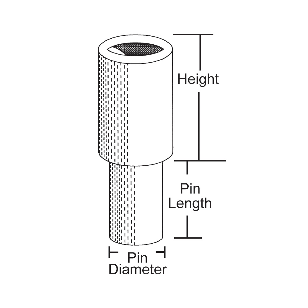 Drop In Extension, 1.575" (40mm) Dia. Pin, x 2" Rise Height: pads4lifts.com